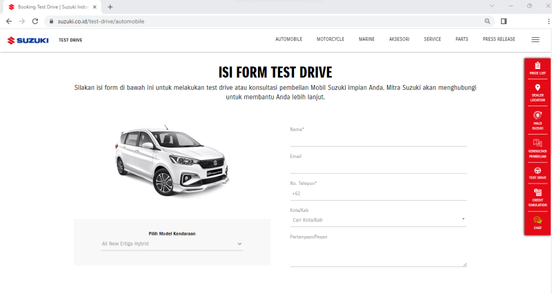 Biar Gak Ribet, Suzuki Sajikan Booking Test Drive via Website Resmi - NMAA